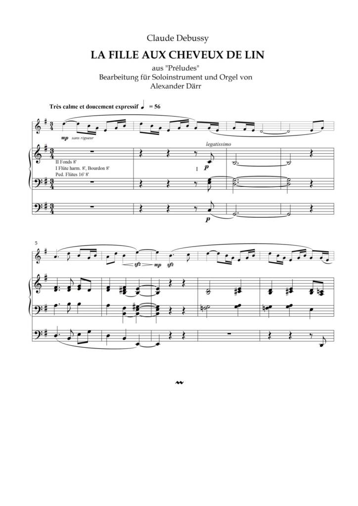 Claude Debussy LA FILLE AUX CHEVEUX DE LIN - musicantum Edition